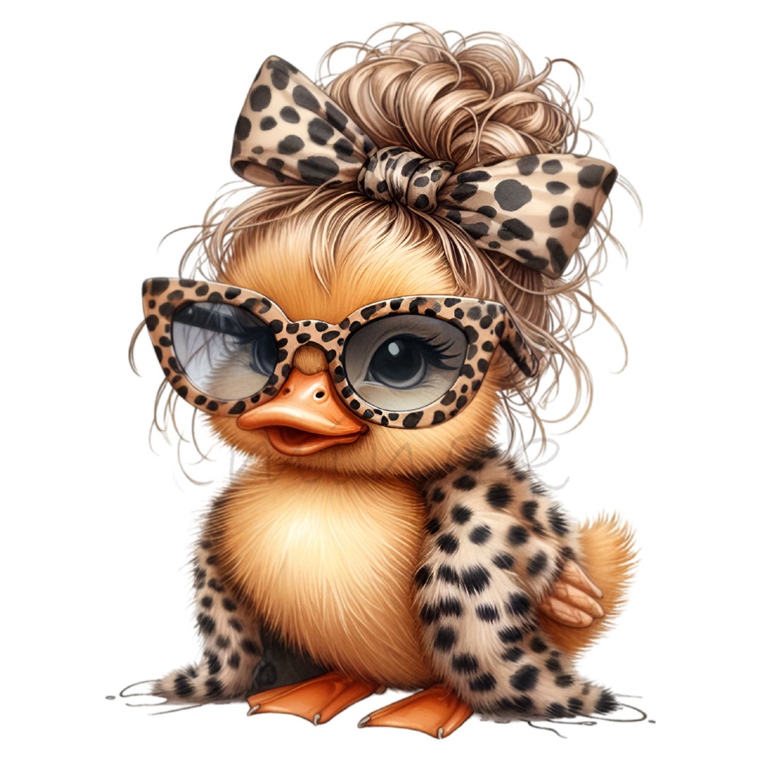 Duckling Clip Art, Animal Print Bow Clipart, 10 PNG Duck Clipart ...