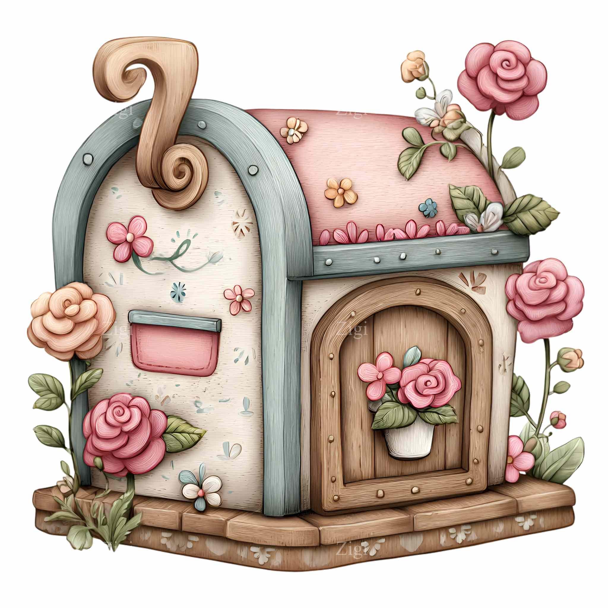 15 PNG Cute Mail Clipart – Pastel Mailbox PNG – Floral Envelope for ...