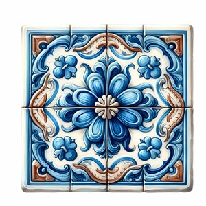 Vintage Blue Tile PNG Clipart 12 Elegant Floral Pattern Decorative Tile ...