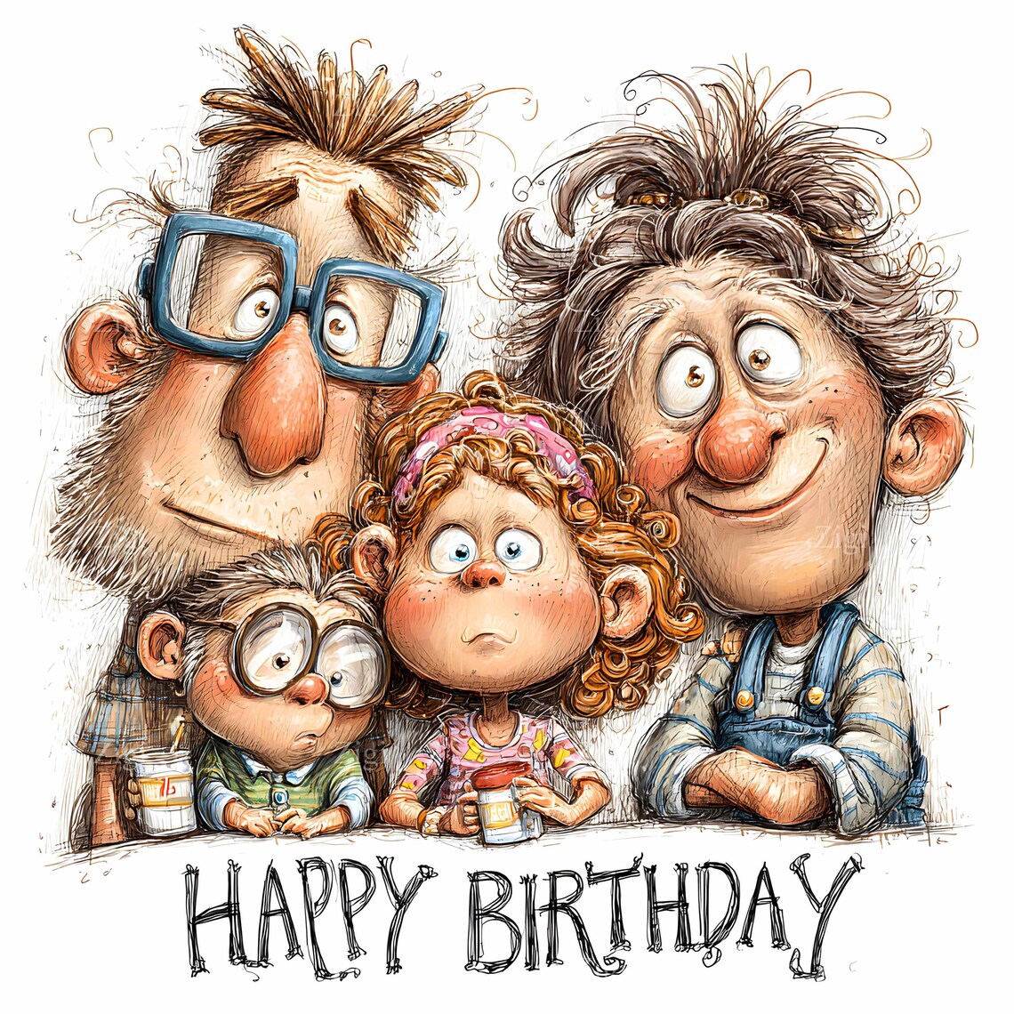 10 JPEG Funny Birthday Clipart – Cartoon People JPG – Quirky ...