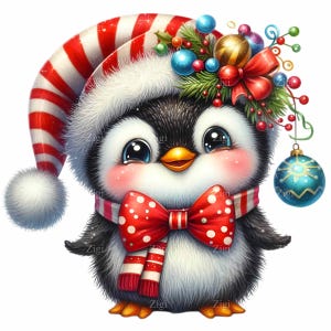 12 Christmas Penguin PNG – Cute Holiday Bird Clipart – Festive Winter ...