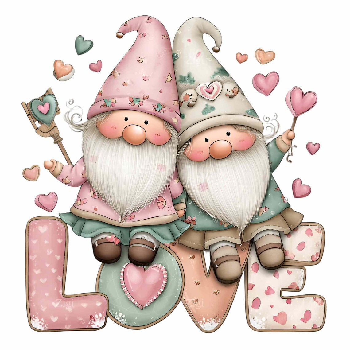 15 PNG Love Gnomes Clipart Illustration for Crafts, Posters, Cardmaking ...