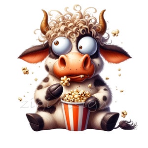 Comics Cow Eating Popcorn Clipart, 10 PNG Funny Farm Animal Cartoon ...