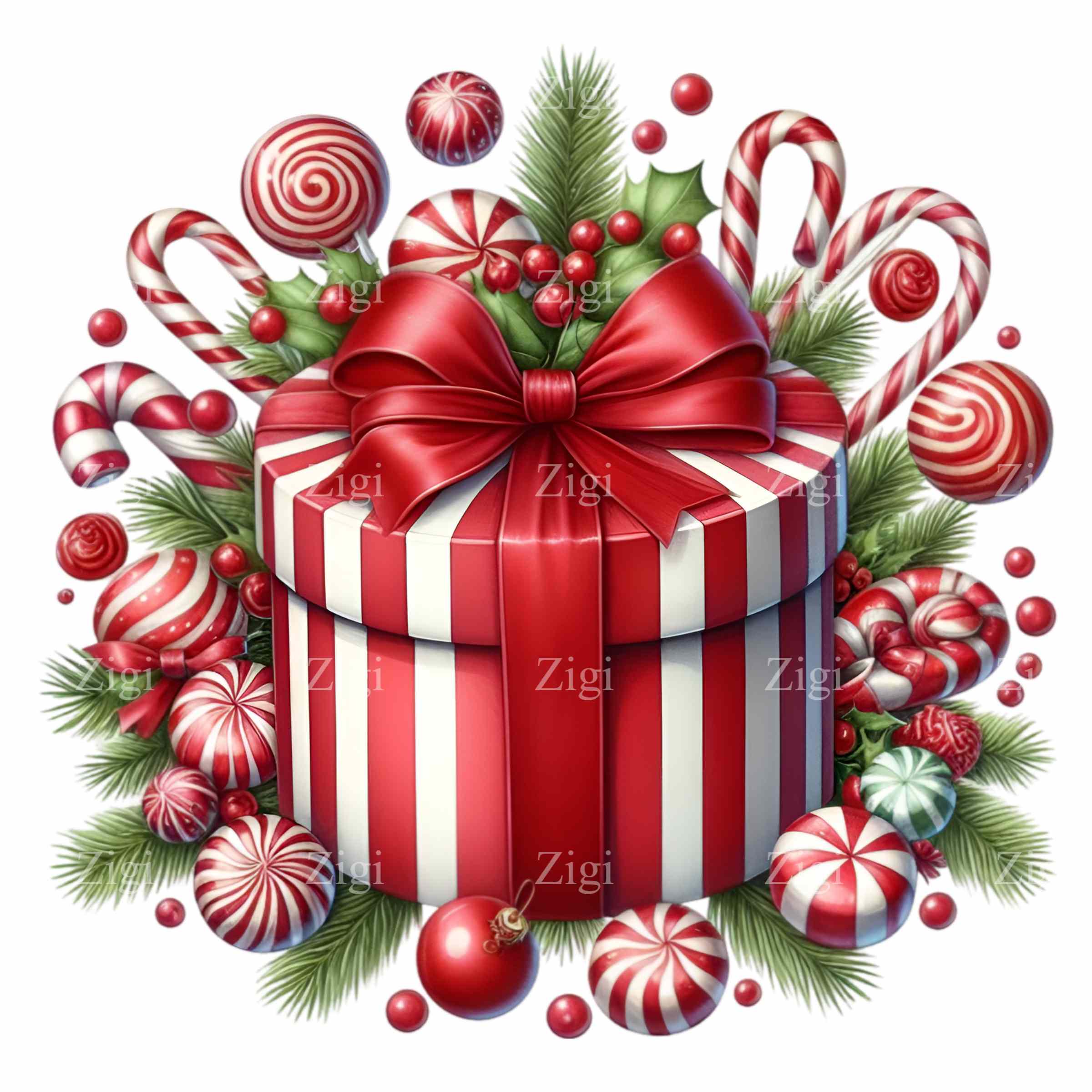 Festive Candy Cane Clipart | 12 Red and White Christmas Candy ...