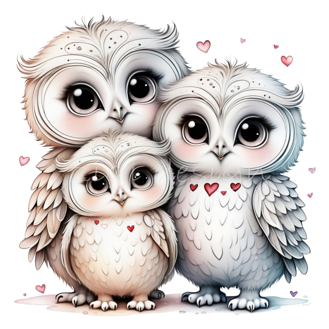 15 PNG Owl Family – Cute PNG Clipart – Sweet Bird Art for Valentine ...