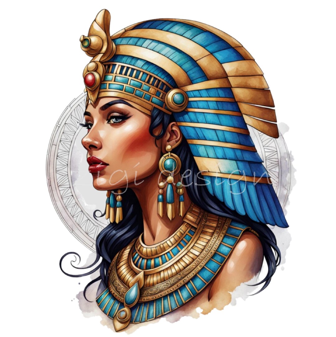 Ancient Egypt Clipart Bundle, 15 PNG Watercolor Cleopatra Pharaoh ...