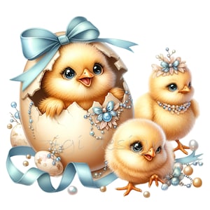 10 PNG Easter Chicks Clipart – Baby Chick Egg Illustration, Spring Farm ...