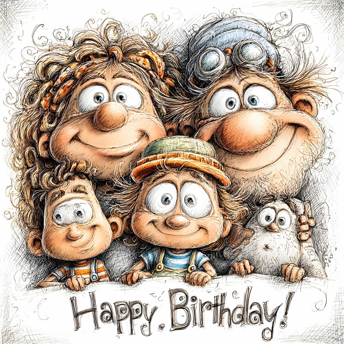 10 JPEG Funny Birthday Clipart – Cartoon People JPG – Quirky ...