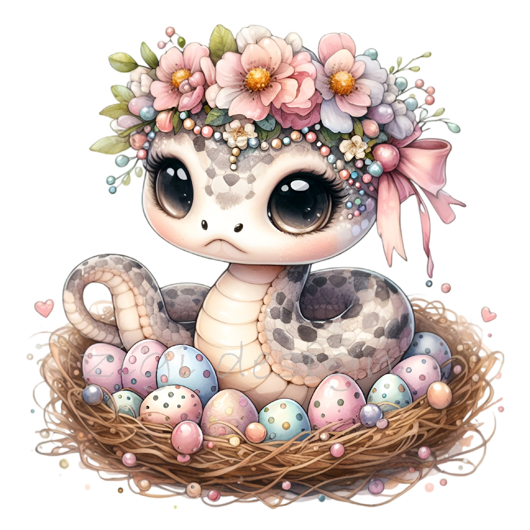 12 PNG Baby Snake Easter Floral Clipart, Reptile Nursery Sublimation - Etsy