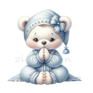 Adorable Praying Bear Clipart Cute Digital Illustration 19 PNG for ...