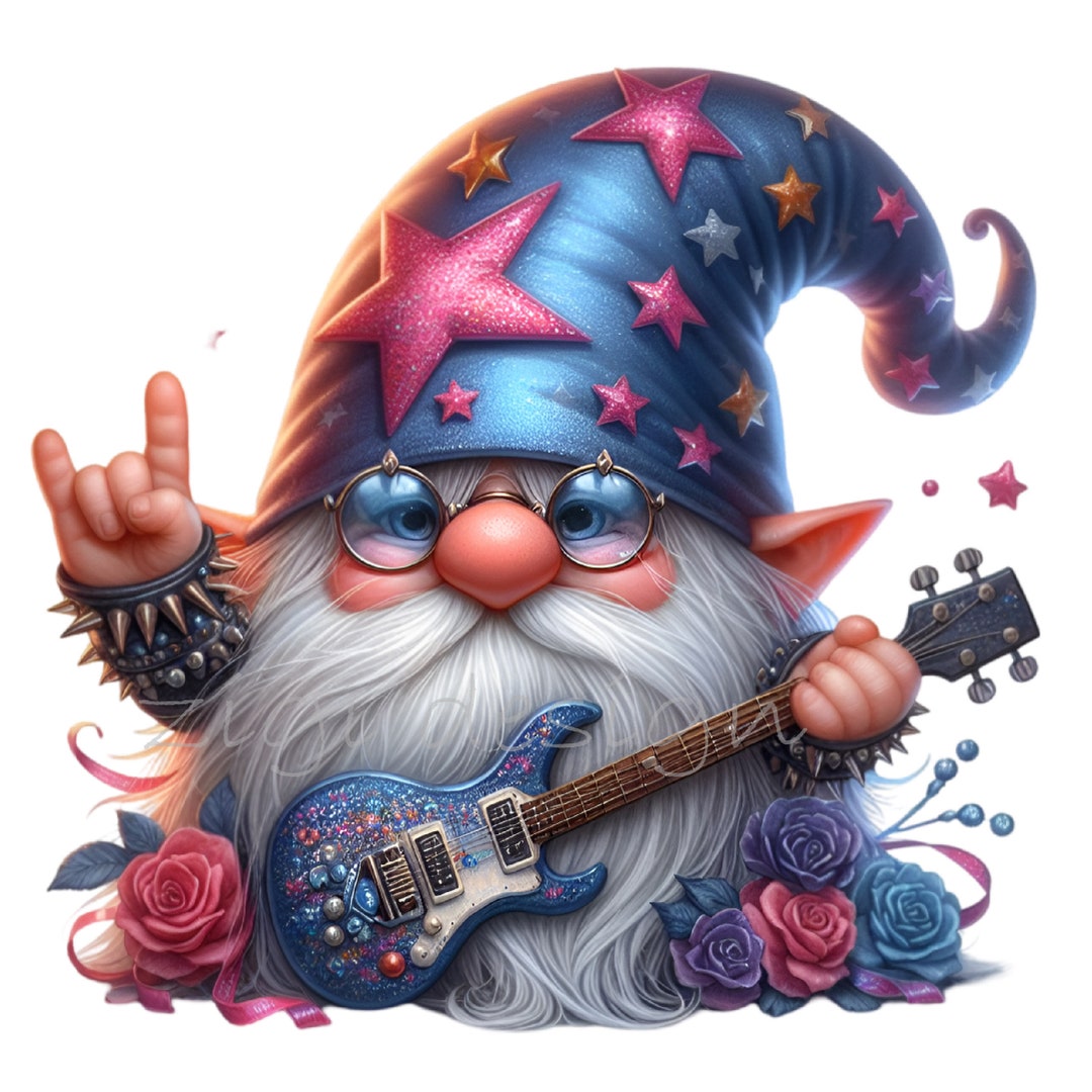 12 PNG Rock Gnome PNG – Cool Star Hat Gnome Clipart With Guitar and ...