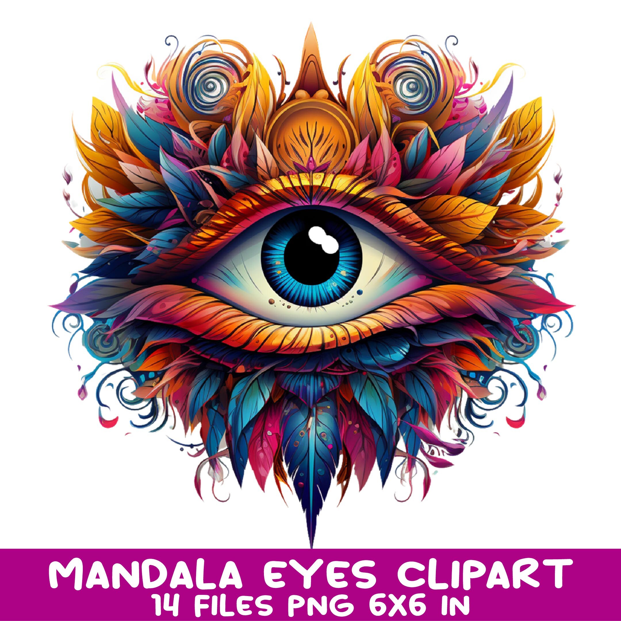14 PNG Mandala Eyes Clipart, Floral Eye Sublimation - Etsy