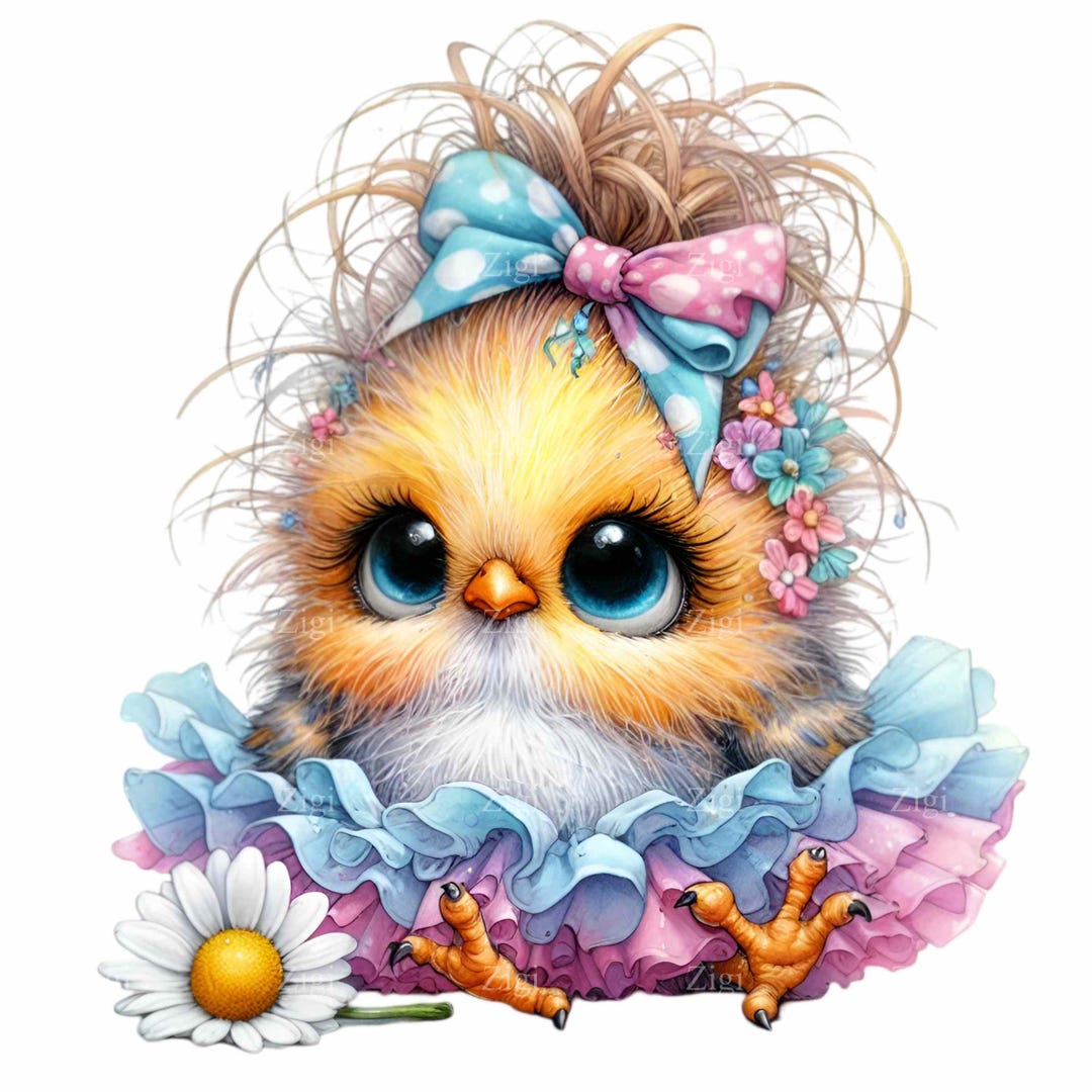 10 PNG Baby Chick Clipart – Spring Bird Illustration With Bow, Nursery ...