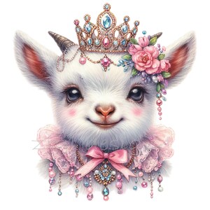 Goat Clipart, Princess Clip Art, 12 PNG Baby Goat, Printable ...