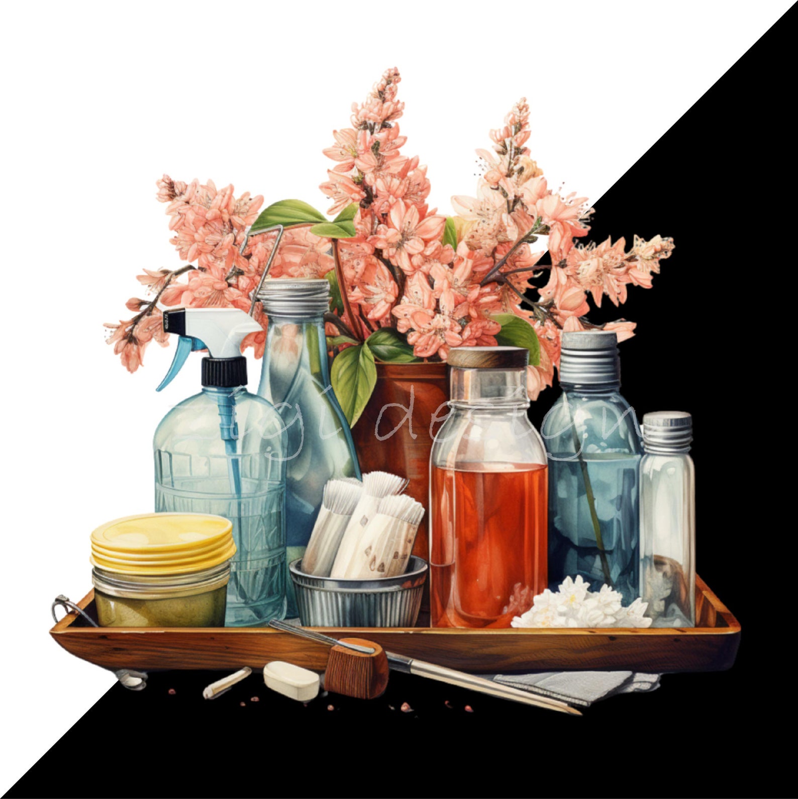 24 Rustic Cleaning Tools PNG Clipart, Vintage Brooms and Bucket ...