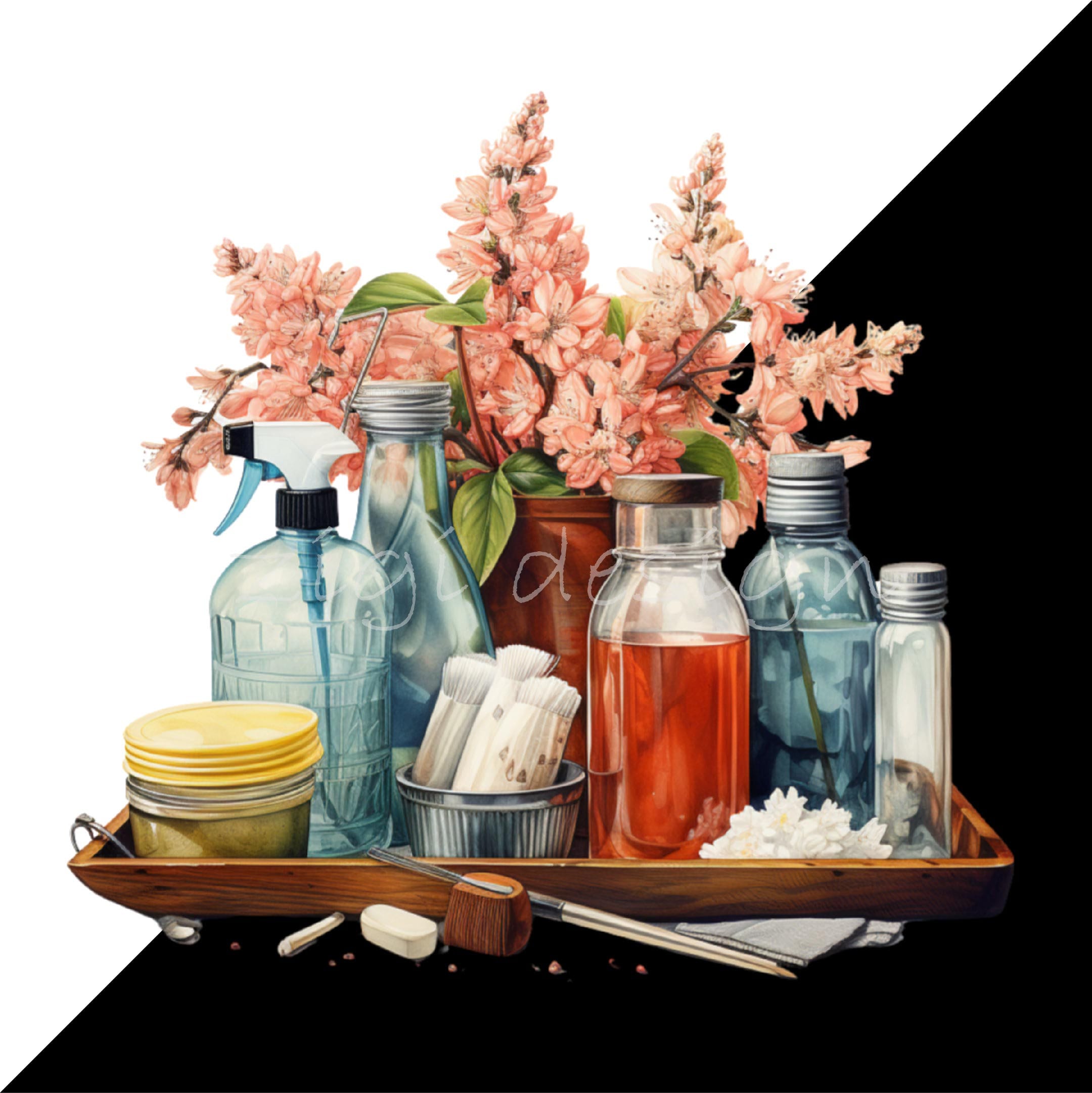 24 Rustic Cleaning Tools PNG Clipart, Vintage Brooms and Bucket ...