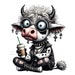 12 PNG Gothic Cow Clipart – Punk Cow PNG – Funny Edgy Animal Art for ...
