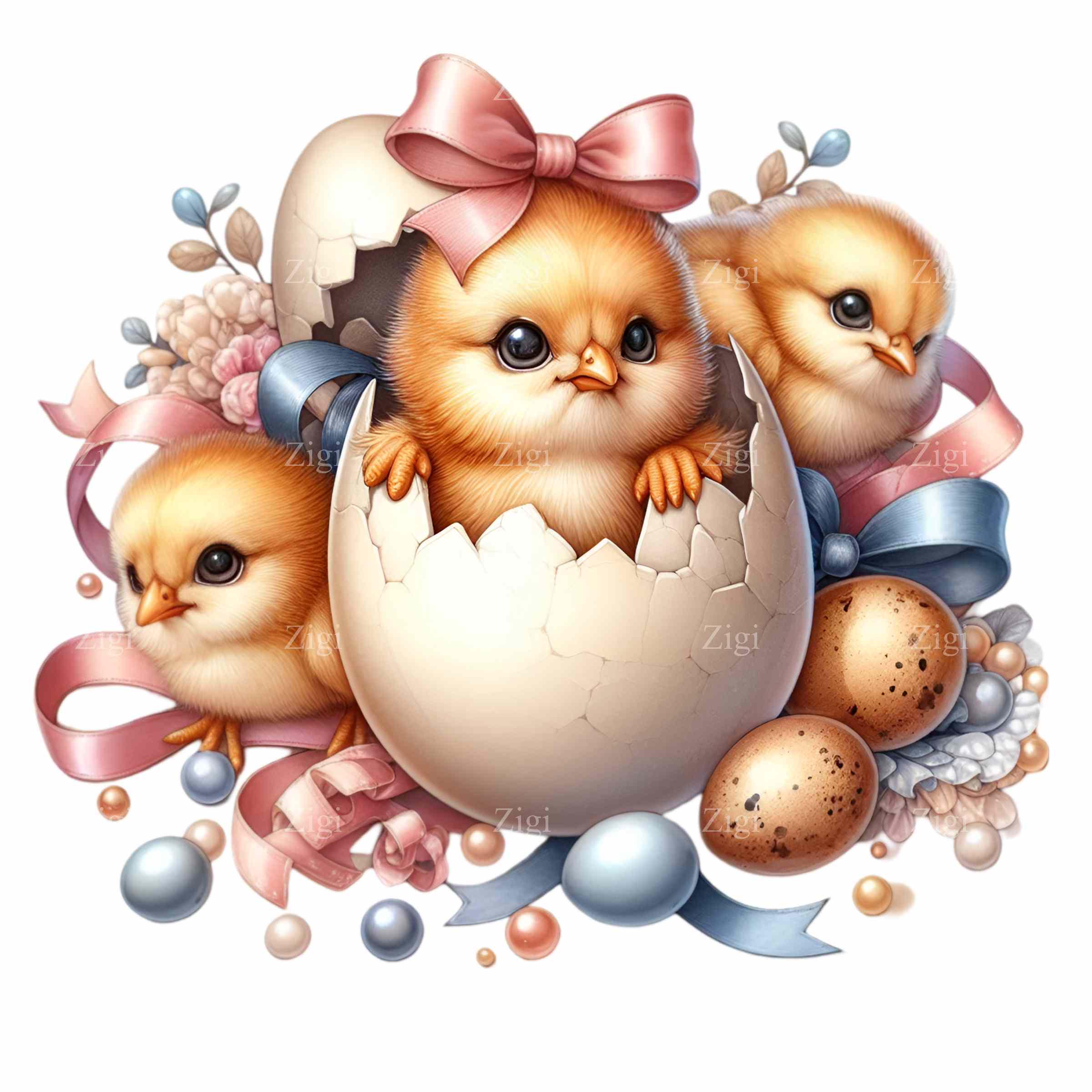 14 PNG Baby Chick Trio Clipart – Easter Hatchlings Illustration, Spring ...