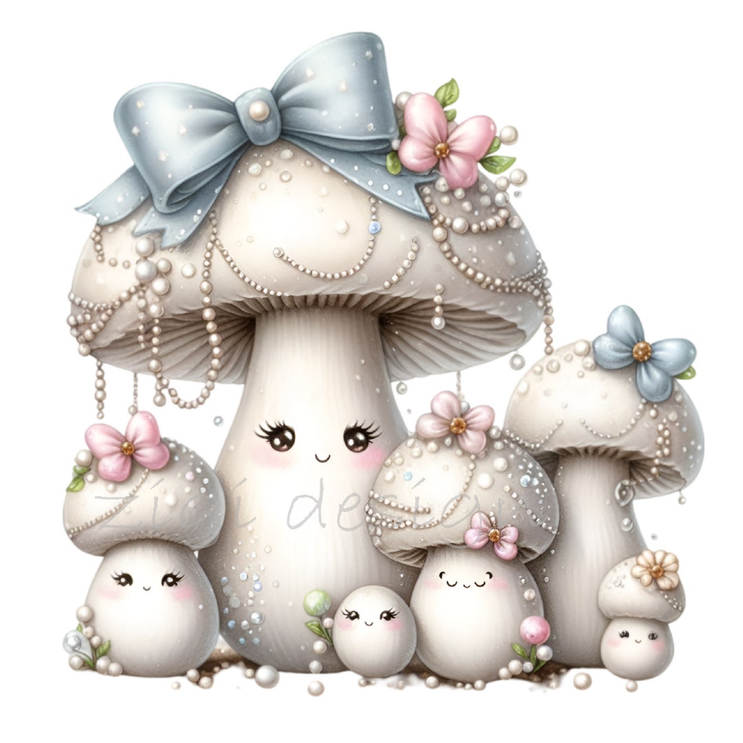10 Cute Mushroom PNG, Kawaii Fairy Mushrooms Clipart, Whimsical ...