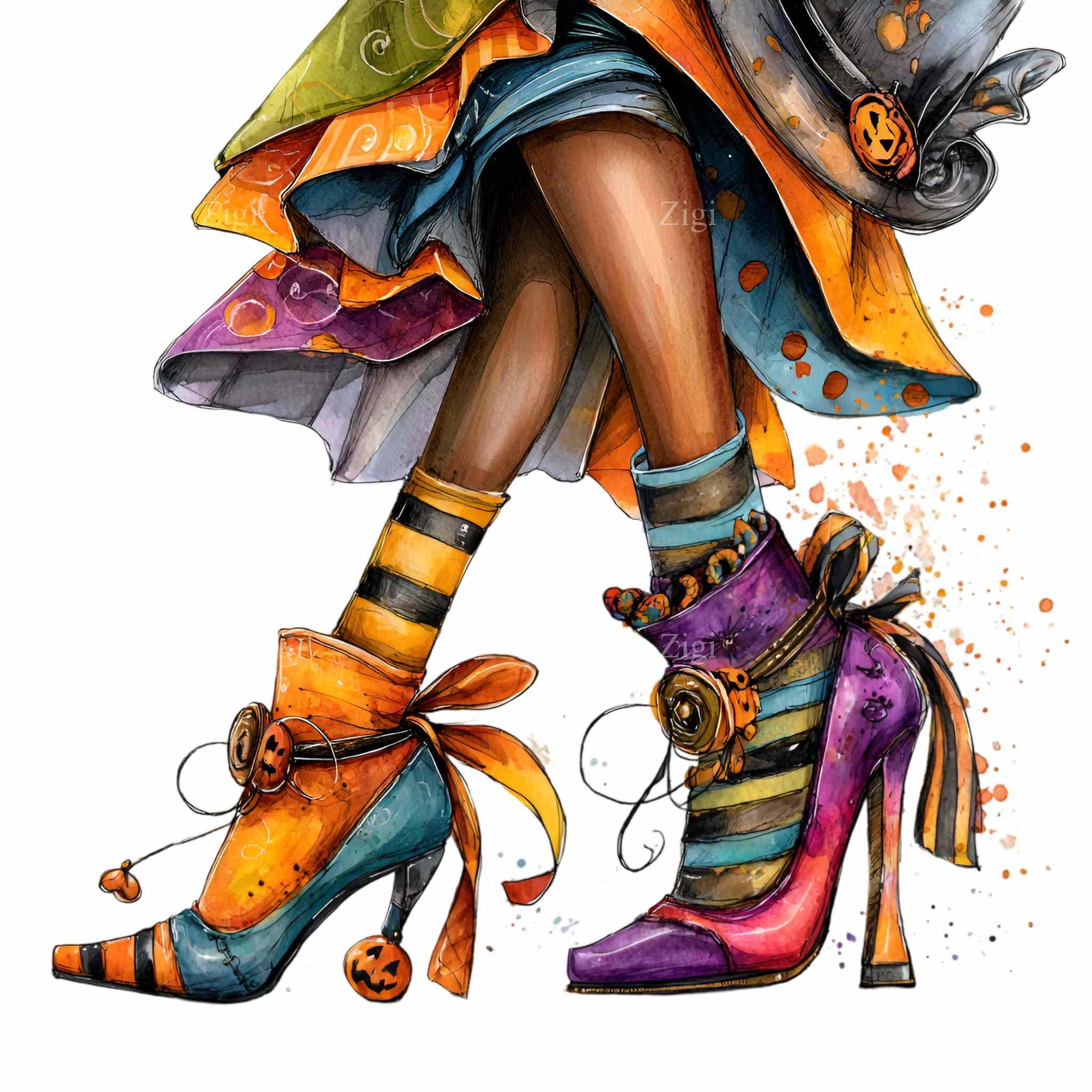 14 PNG Witch Shoes Clipart – Colorful Heels PNG – Funky Halloween ...