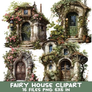 16 Fairy House PNG, Enchanted Cottage Clipart, Whimsical Floral Castle ...