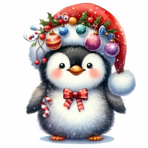 12 Christmas Penguin PNG – Cute Holiday Bird Clipart – Festive Winter ...