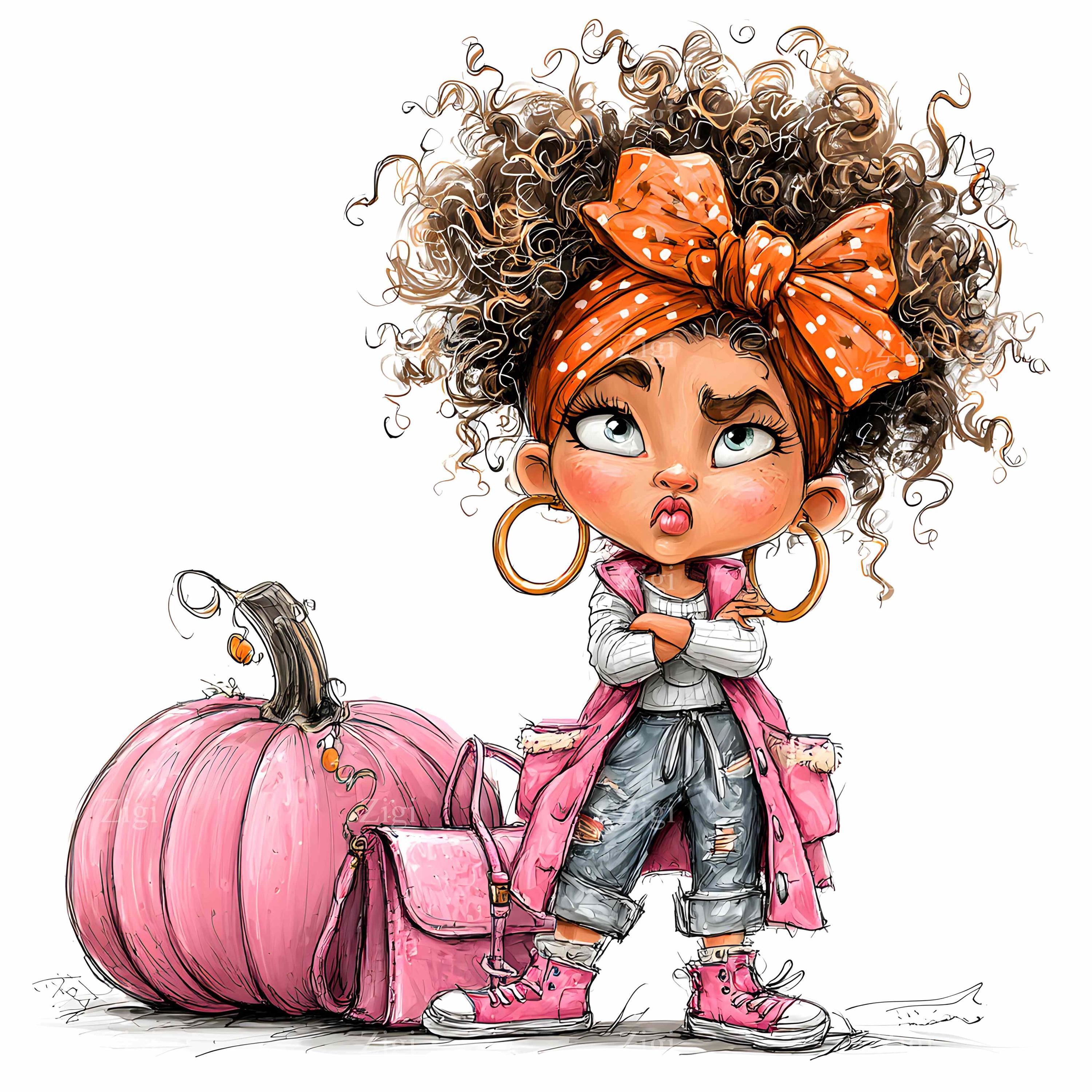 28 JPG Fall Girl Pink Pumpkin Halloween Clipart - Etsy Canada
