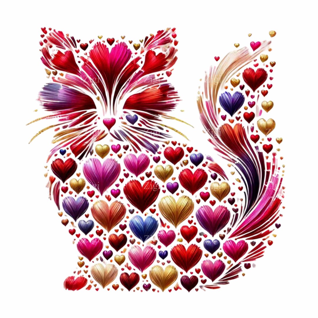 12 Abstract Cat Clipart PNG, Hand-drawn Cat Silhouette With Vibrant ...