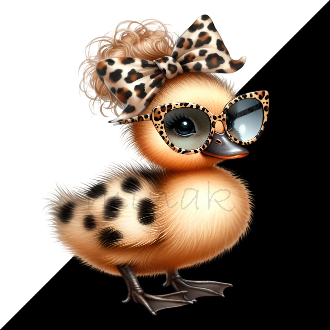 Duckling Clip Art, Animal Print Bow Clipart, 10 PNG Duck Clipart ...