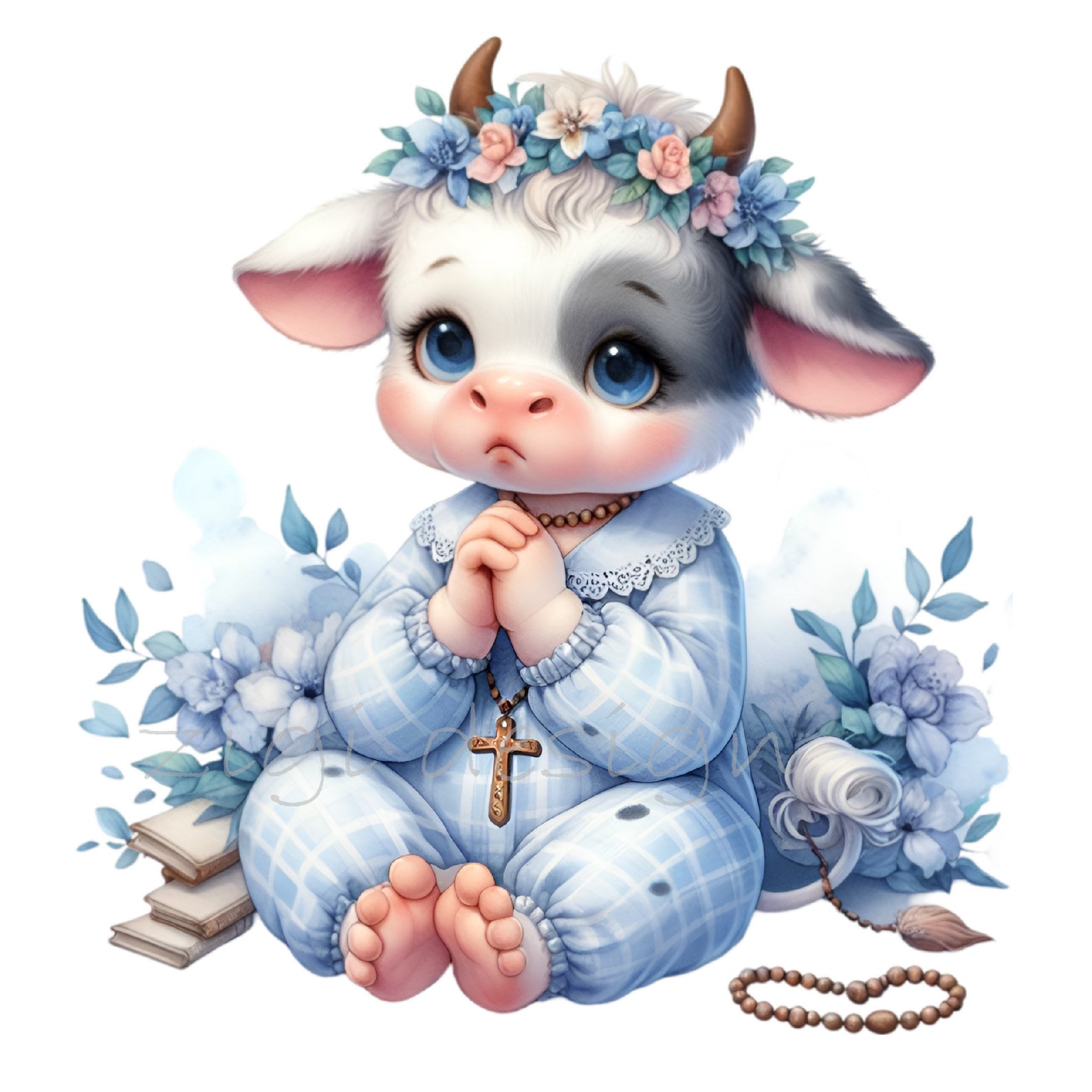 Praying Clipart, Christian Clipart, Cow Clip Art, 15 PNG Blue ...
