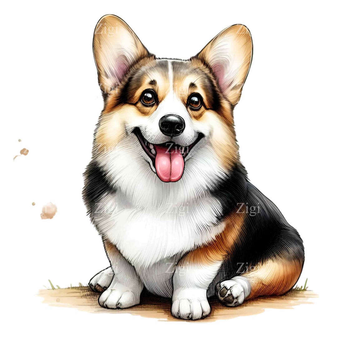 Cute Corgi Dog Clipart | 12 Adorable Welsh Corgi Illustration | Digital ...