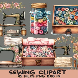 Watercolor Sewing Clipart 45 PNG Bundle Hobby Craft Quilting Seamstress ...