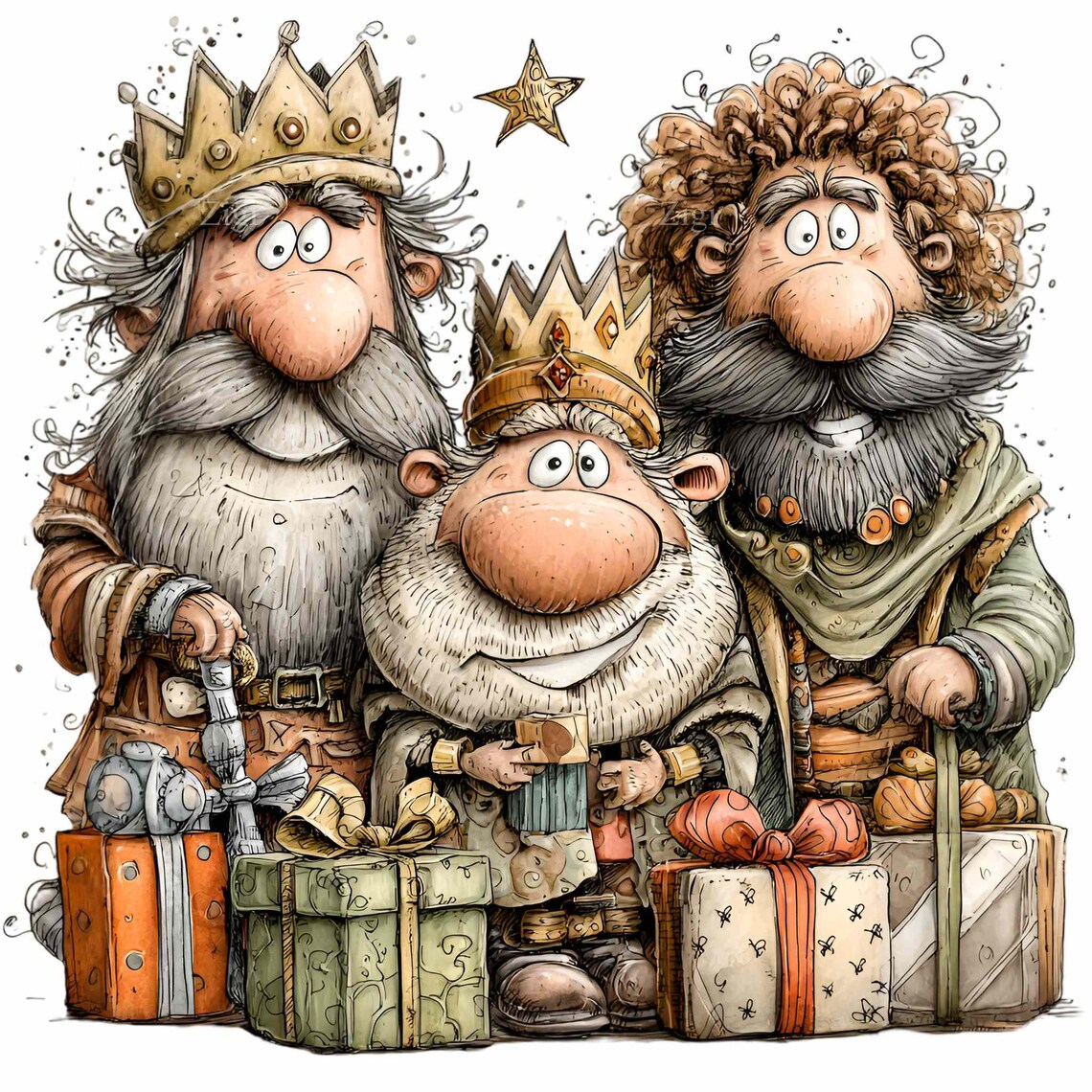 12 PNG Three Wise Men Clipart – Nativity Kings Illustration With Gifts ...