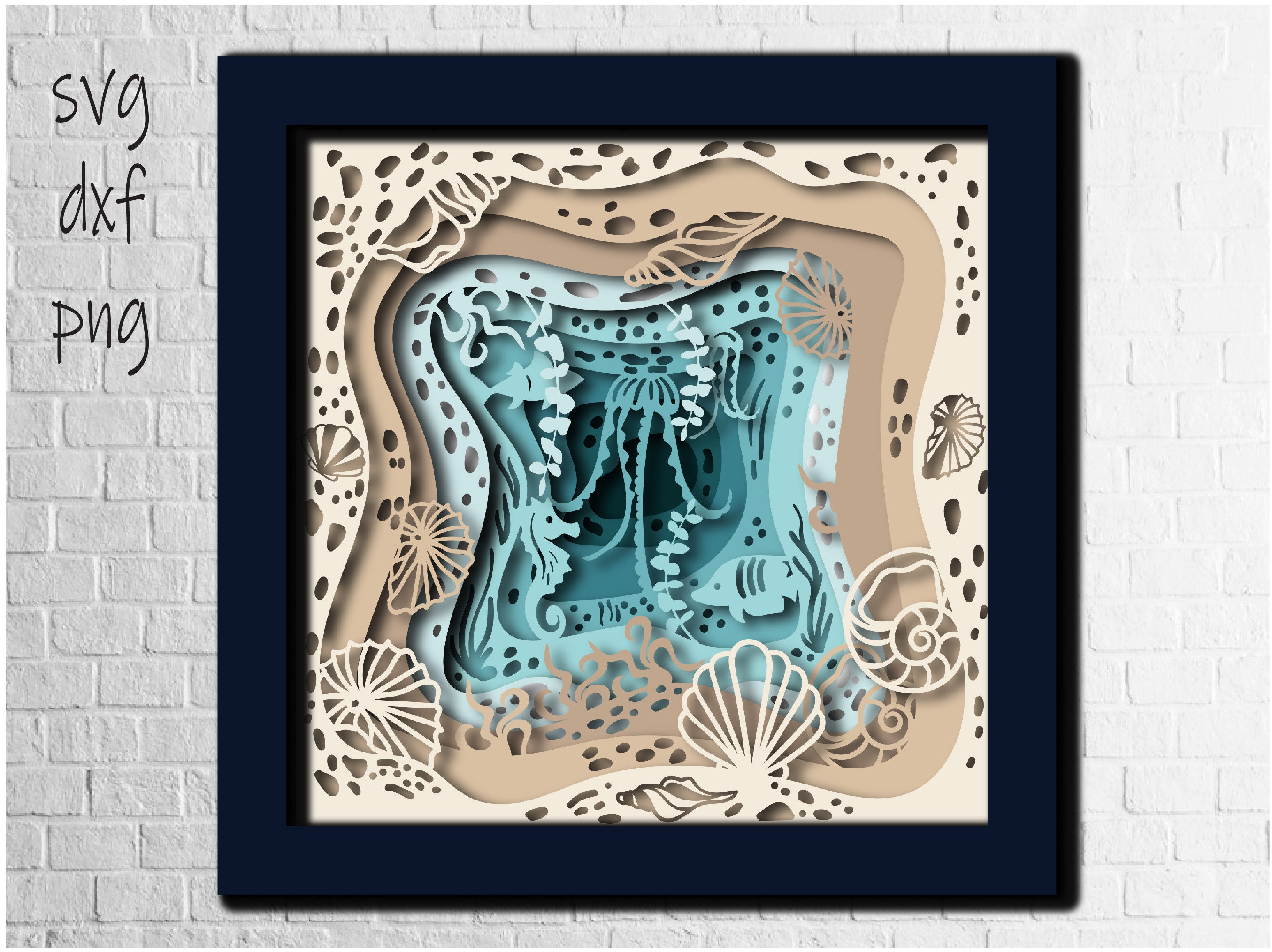 Underwater Shadowbox SVG 3D Sea Beach Paper Cut Layered Template ...