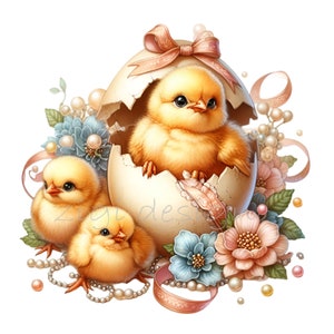 10 PNG Easter Chicks Clipart – Baby Chick Egg Illustration, Spring Farm ...