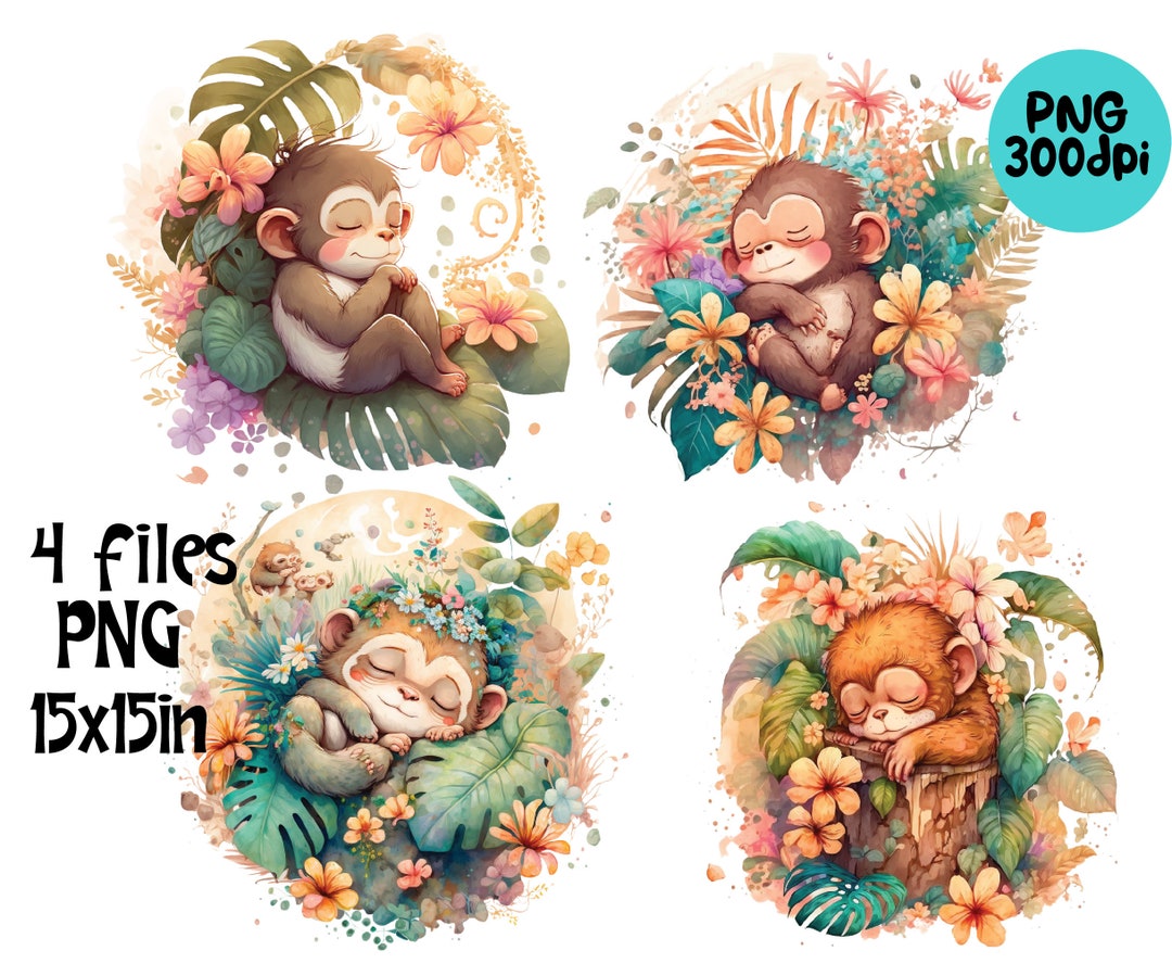 Baby Monkey Clipart - Etsy