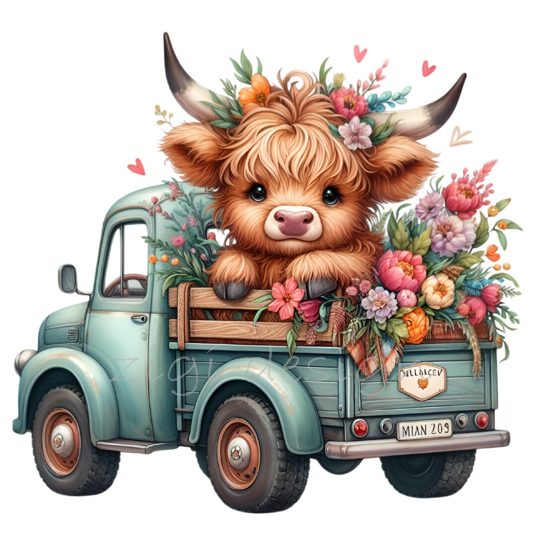 Cow Clipart, Farm Truck Clip Art, 15 PNG Flowers Harvest Autumn Funny ...