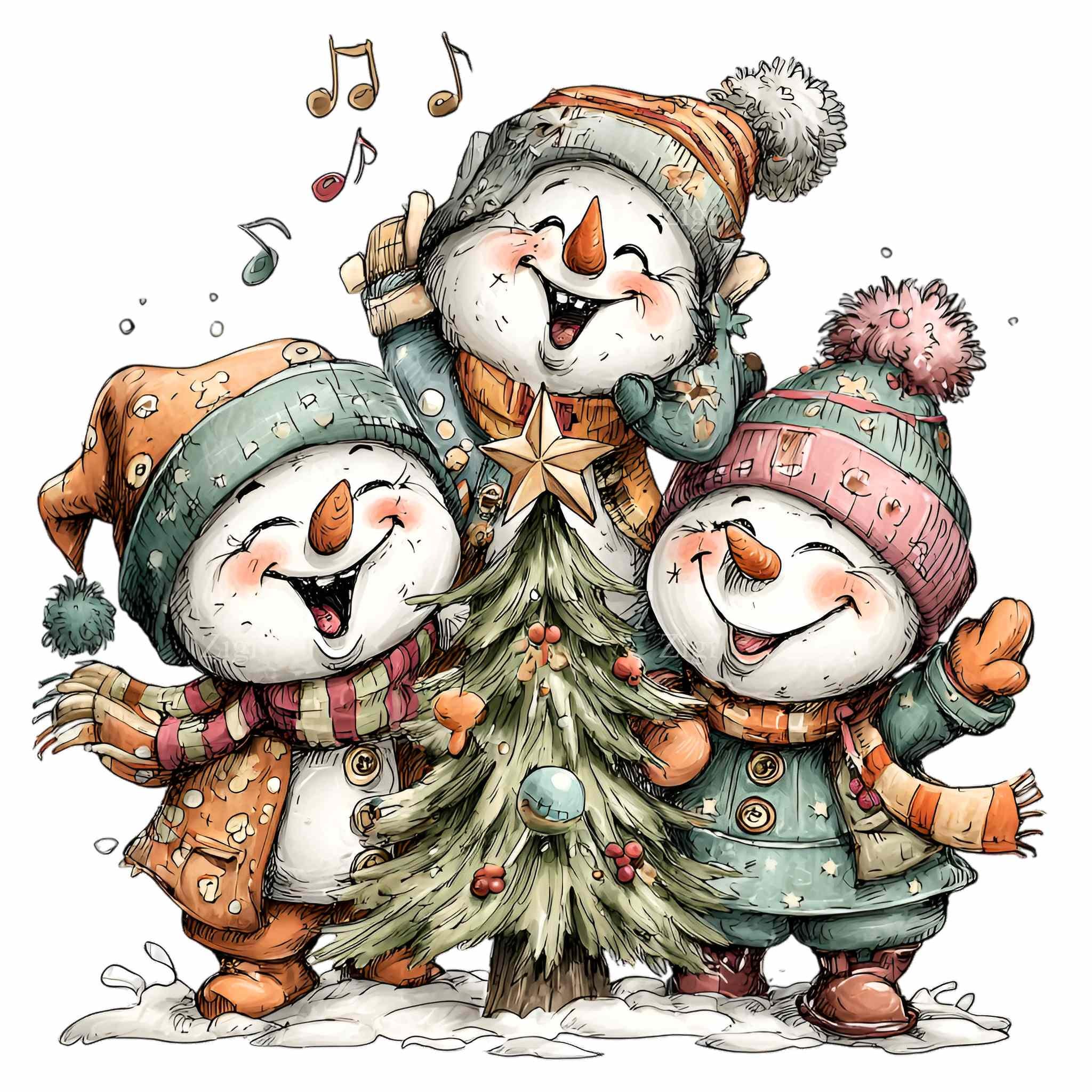 10 PNG Christmas Snowmen Clipart – Cute Winter Holiday PNG – Festive ...