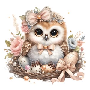 12 Easter Owl Clipart PNG, Cute Owl With Eggs, Spring Owl, Transparent ...