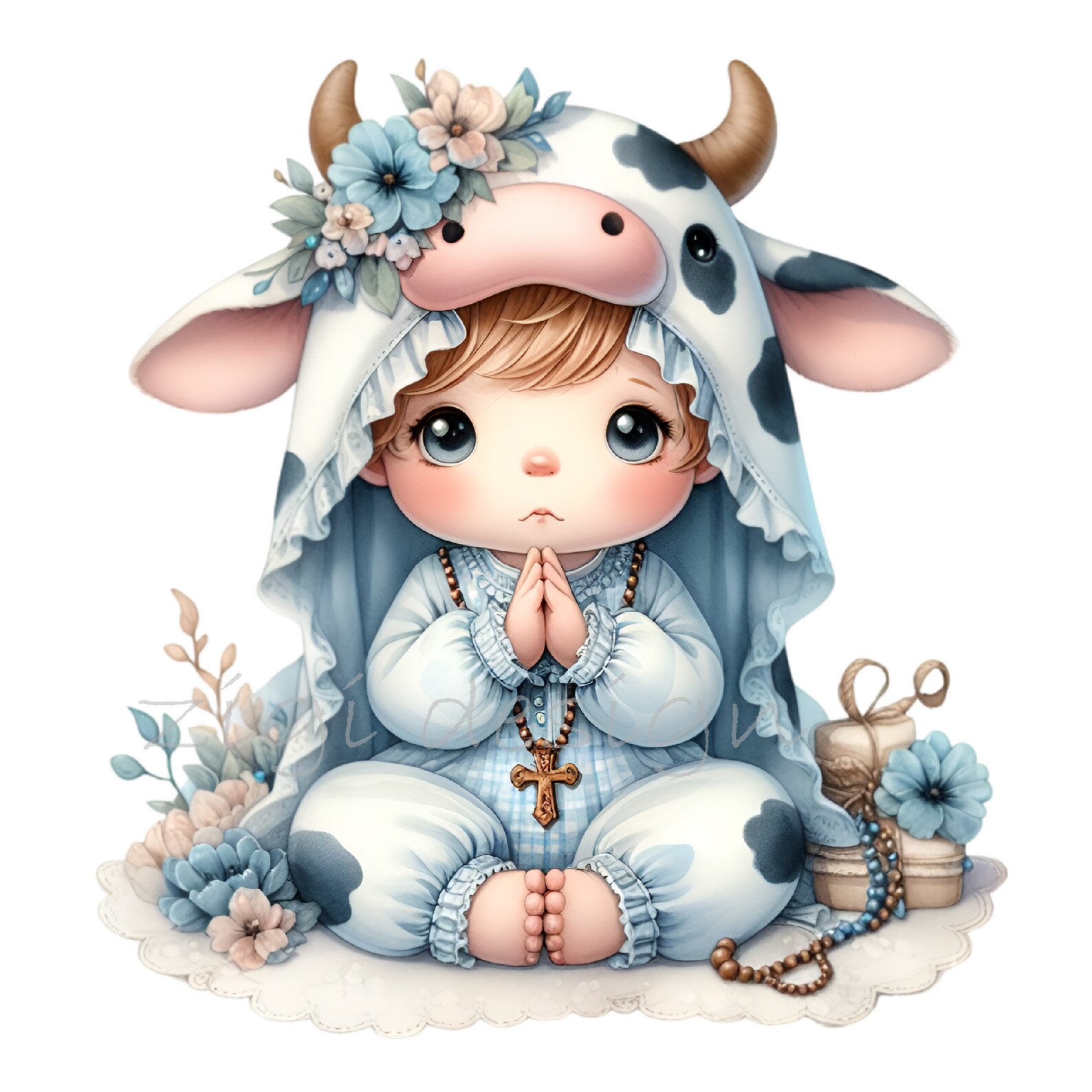 Praying Clipart, Christian Clipart, Cow Clip Art, 15 PNG Blue ...