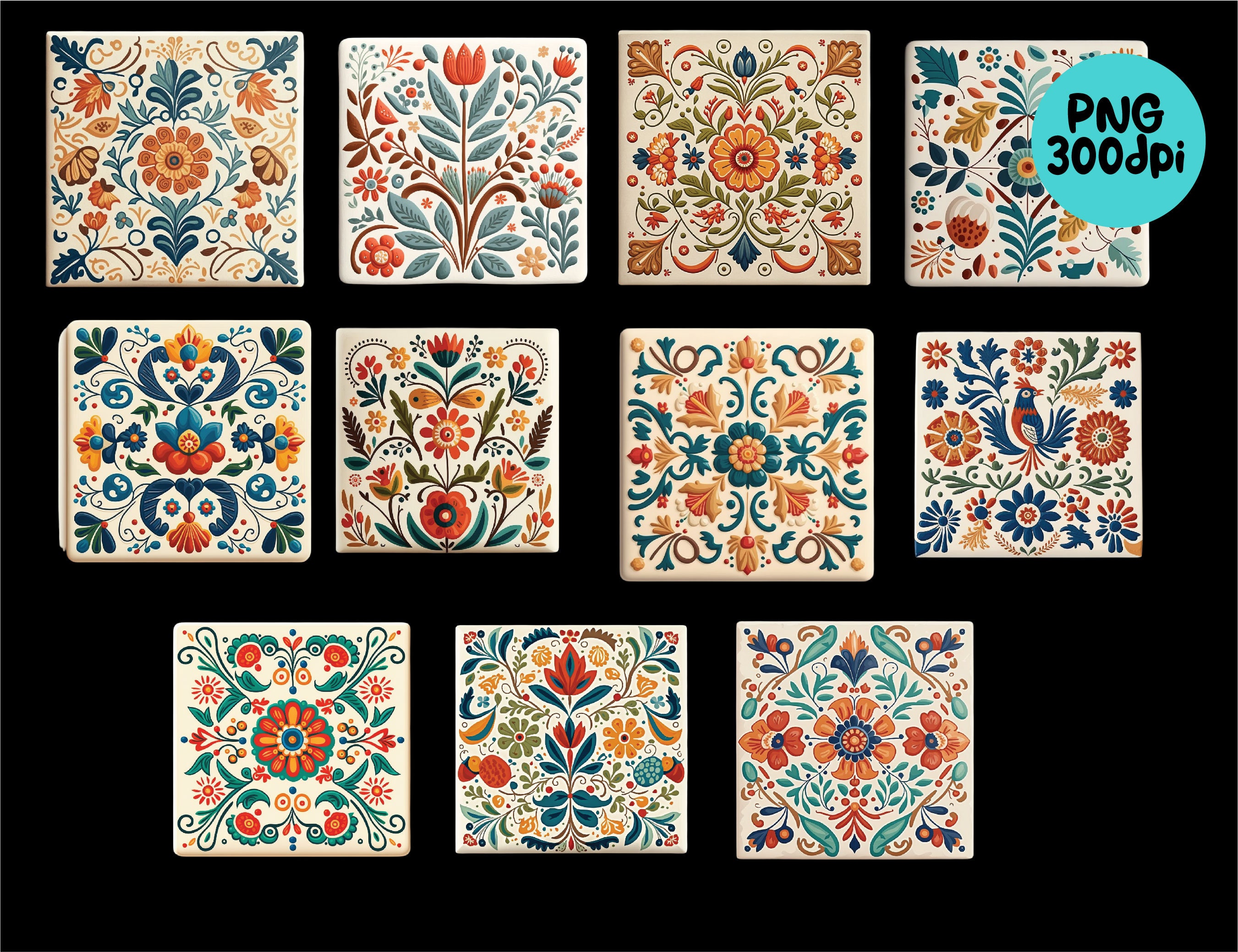 Mediterranean Tiles Clipart Printable Digital Download - Etsy