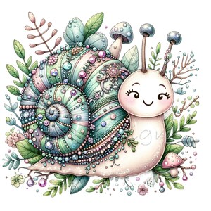 Snail Clipart Birthday Kids Clip Art 15 PNG Watercolor Snail - Etsy