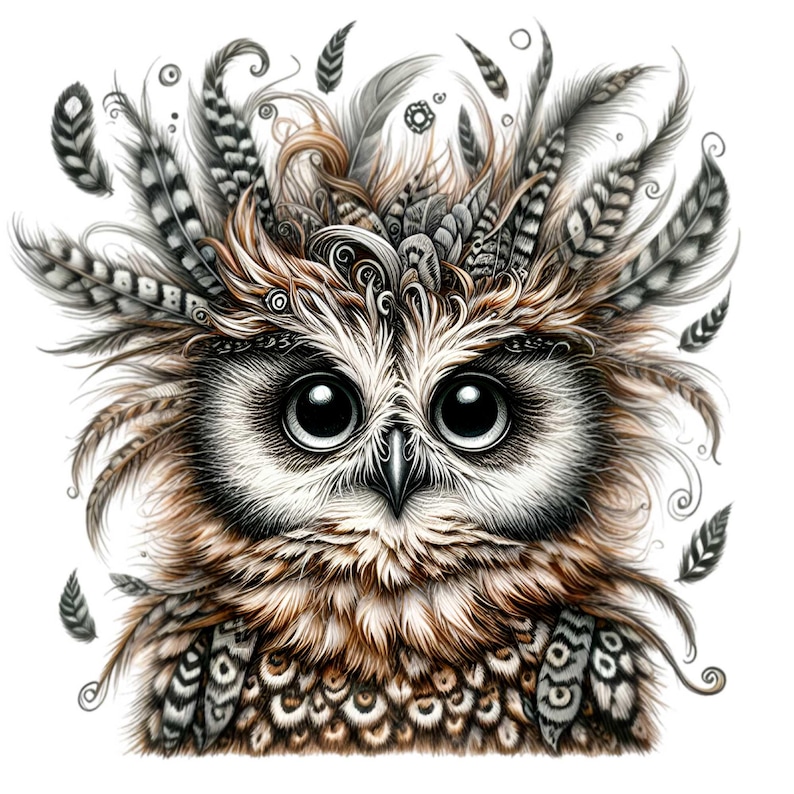 10 PNG Coffee Owl Messy Hair Bird Sweater Clipart - Etsy