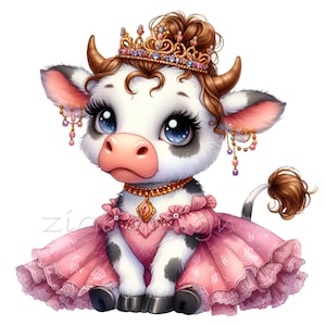 Ballerina Cow PNG Clipart, 14 Cute Cow With Tutu and Tiara, Adorable ...