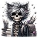 Gothic Cat Skeleton Student Clipart 12 PNG Cute Skeleton With Green ...