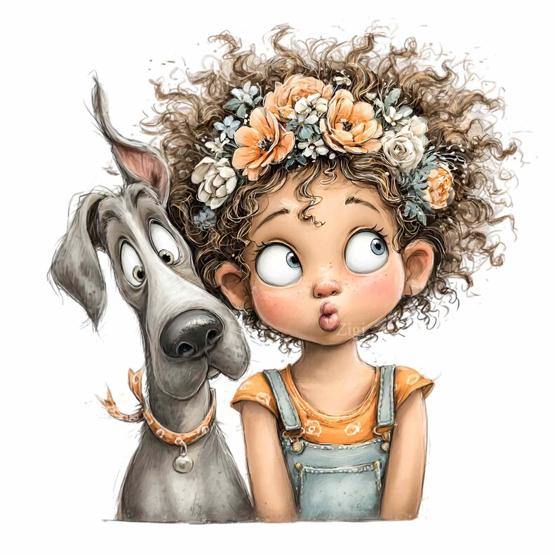 15 PNG Flower Crown Girl Clipart – Great Dane PNG – Pet Lovers, Kids ...