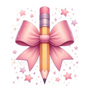 12 Cute Pencil With Pink Bow PNG Clipart, Artistic School Supply ...