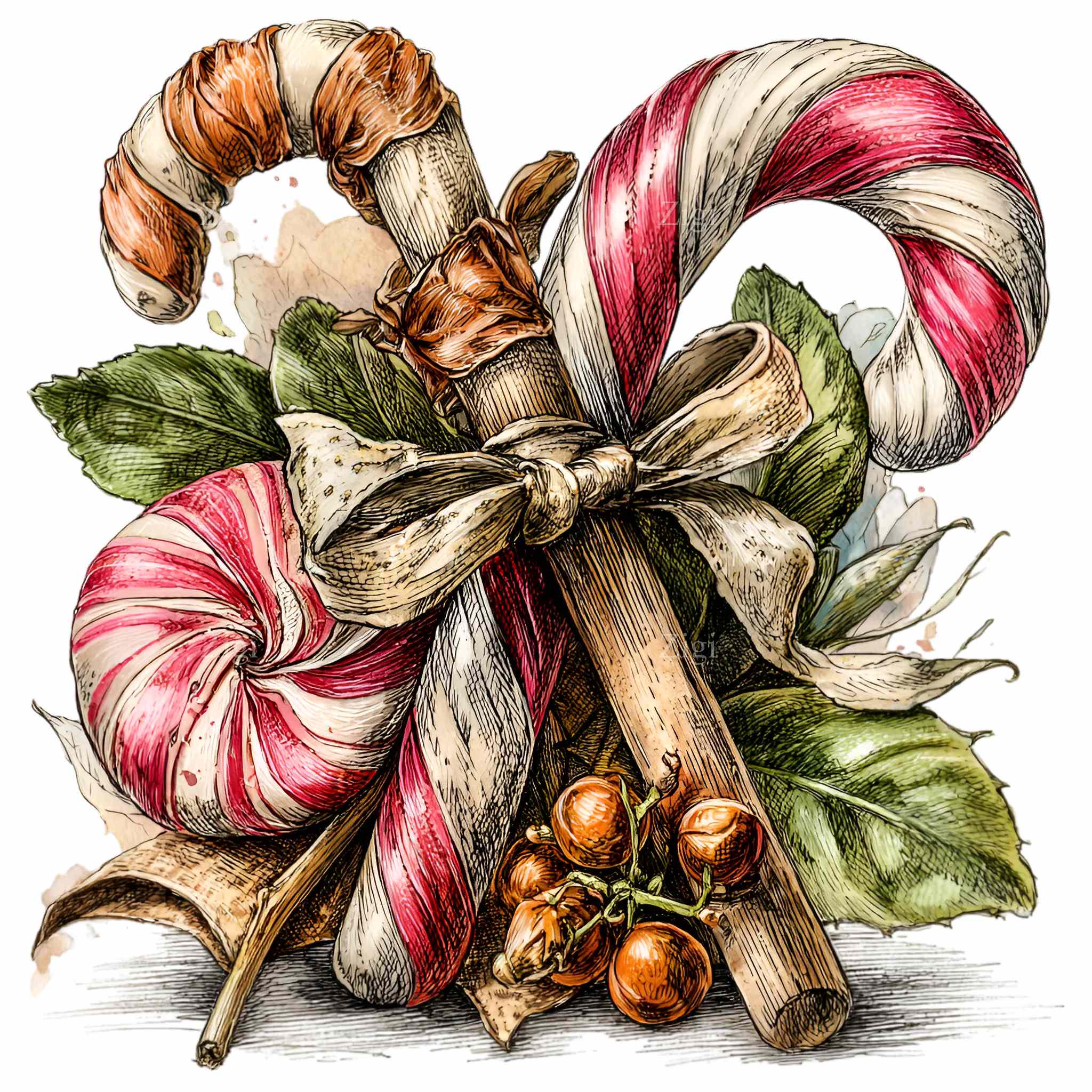 10 PNG Striped Candy Cane – Christmas PNG Clipart for Crafters, Festive ...