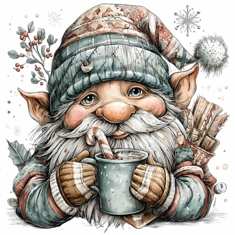 10 PNG Winter Hot Cocoa Gnome Snowflake Sublimation - Etsy
