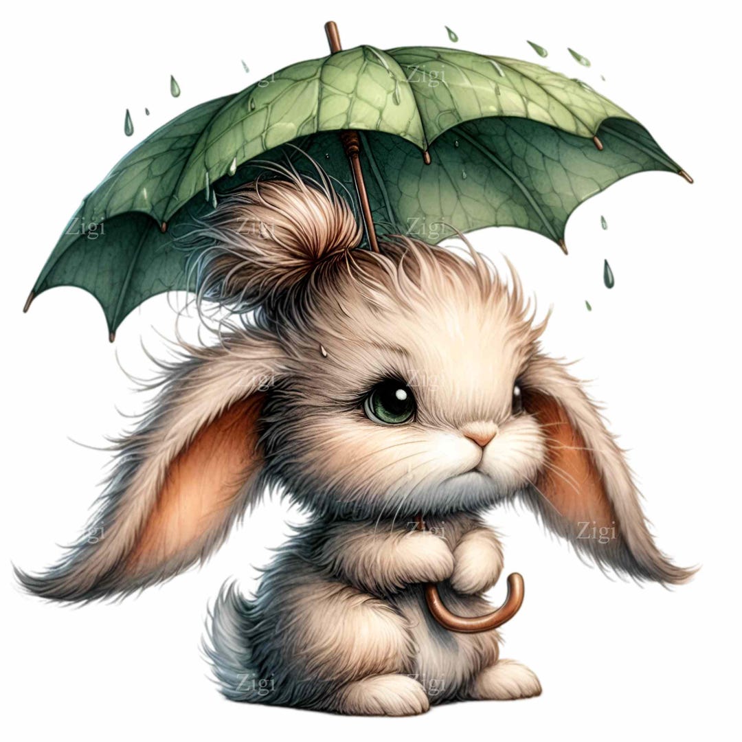 15 PNG Bunny With Umbrella Rainy Day Rabbit Clipart - Etsy